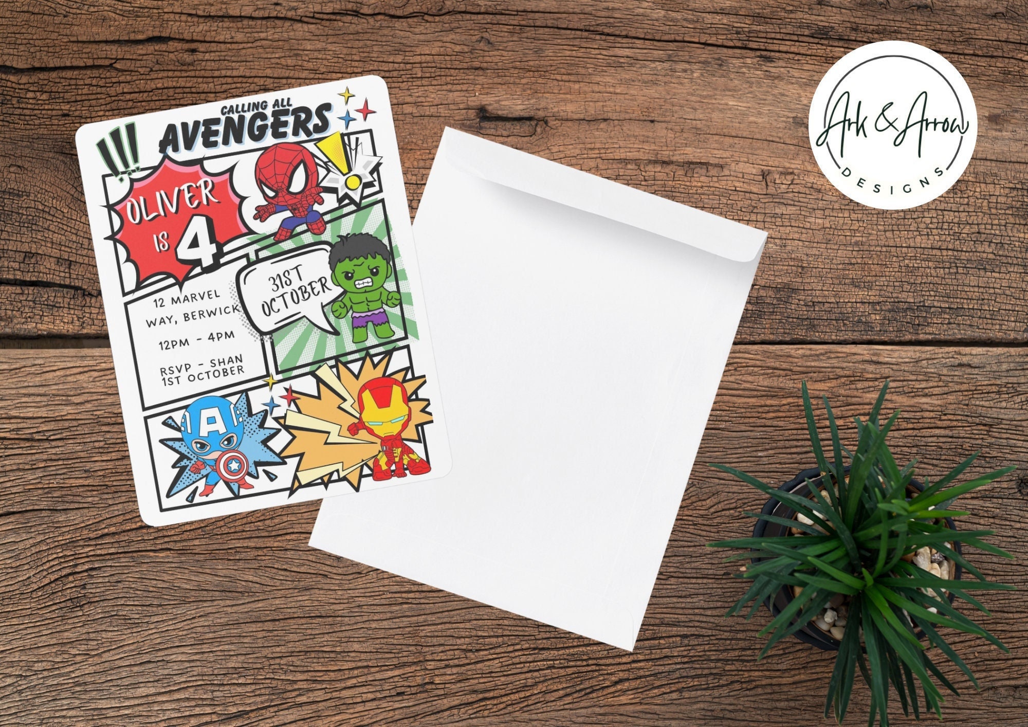 Marvel Comic Birthday Invitation, Superhero Party Invite, Marvel ...