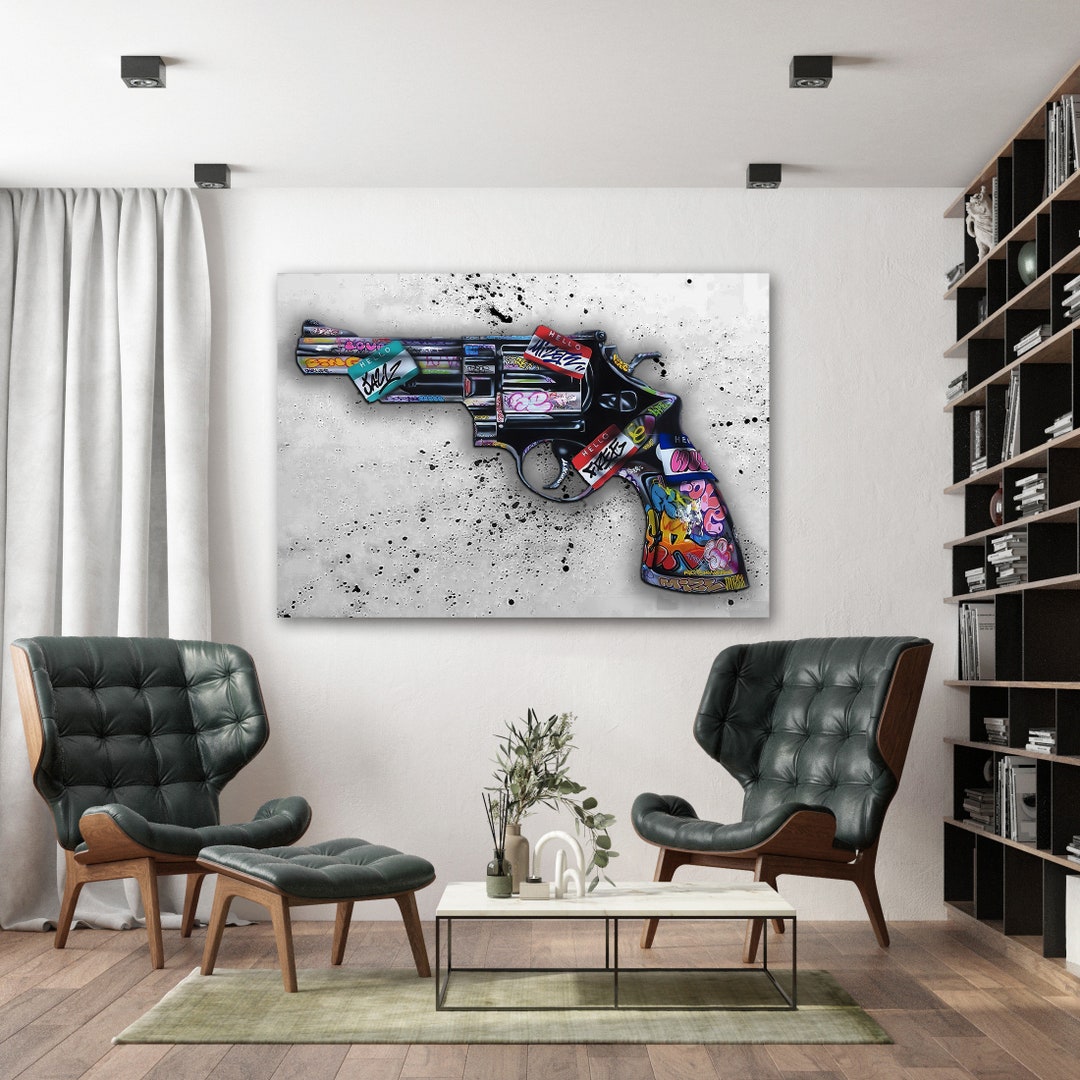 Urban Art Revolver Canvas | Graffiti Gun Wall Art | Modern Home Decor ...