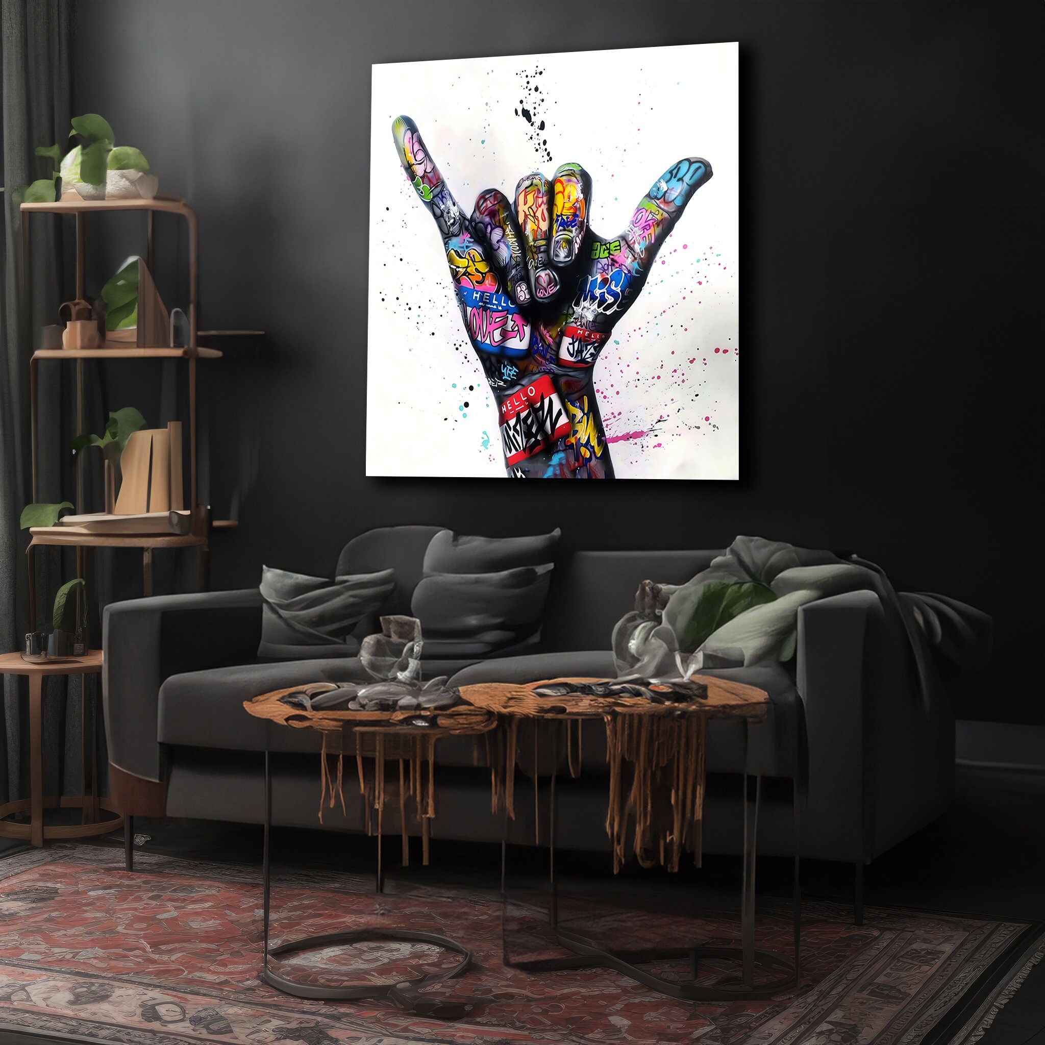 Graffiti Hand Signature Pop Culture Canvas Art Modern Home Decor Sturdy ...