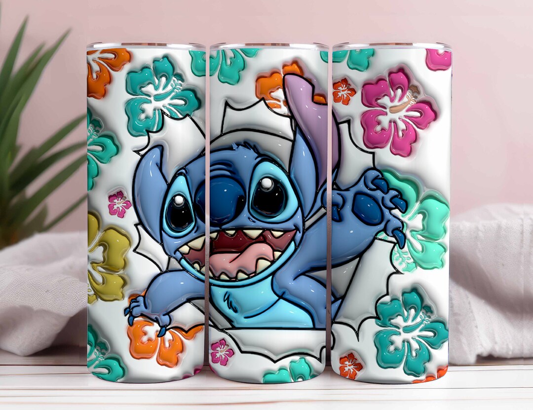 3D Inflated Stitch Tumbler Design PNG, 3D Stitch Tumbler Wraps 20oz ...