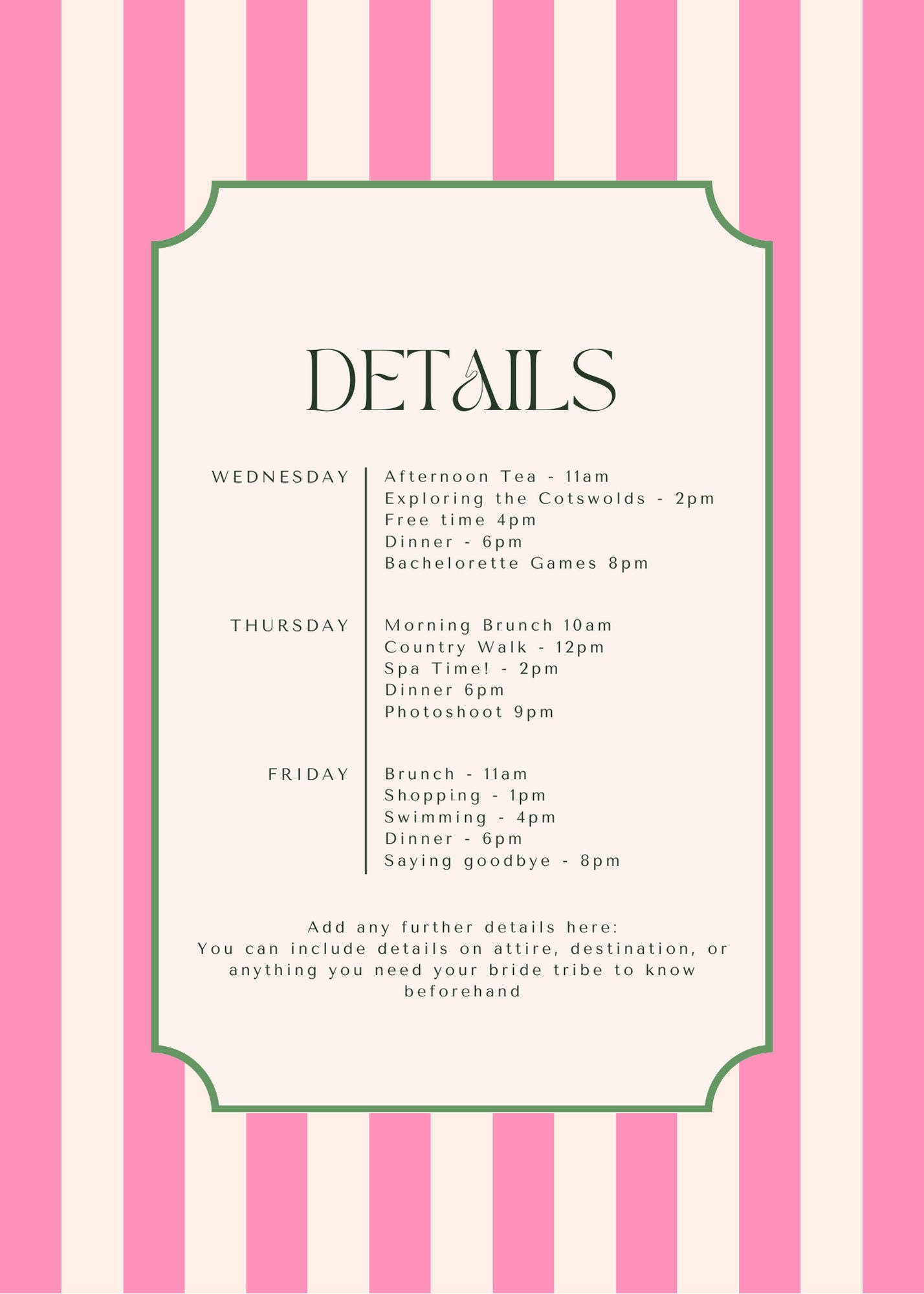 Luxury Holiday Hen Do Invite: Hen Do Itinerary, Romantic and Elegant ...