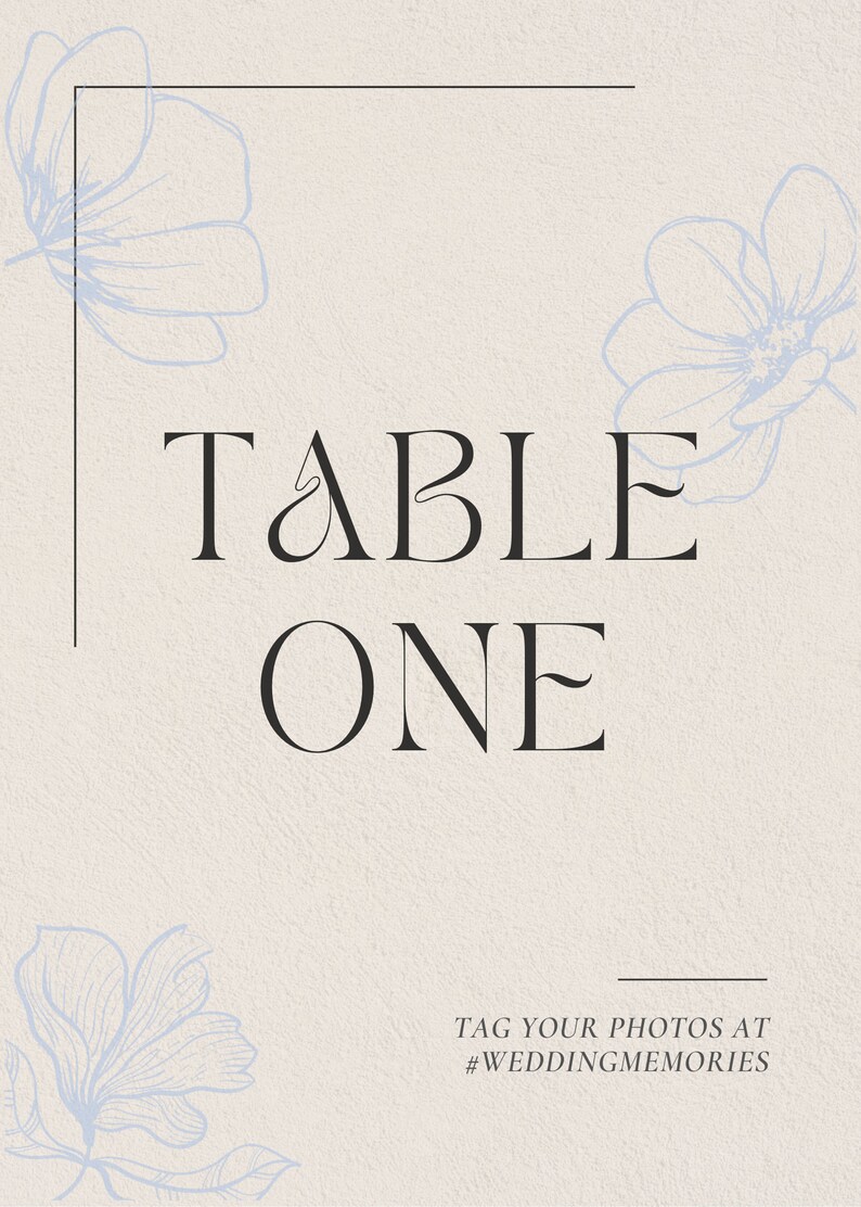 Editable Wedding Table Numbers - Modern Floral Design (digital Download ...