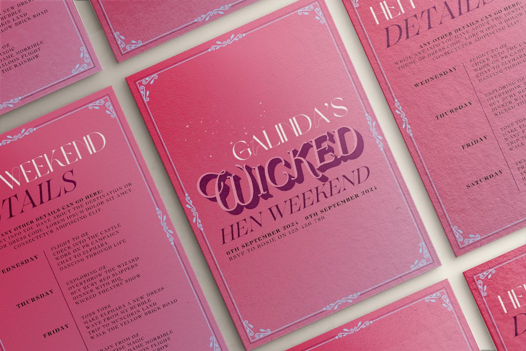 Wicked Bachelorette Invitation: Oz Hen Weekend Planner (digital ...