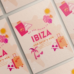 Ibiza Hen Do Invitation, Bride-to-be Celebration, Hen Do Itinerary ...
