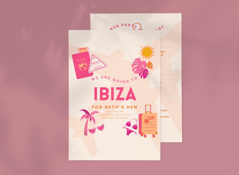 Ibiza Hen Do Invitation, Bride-to-be Celebration, Hen Do Itinerary ...