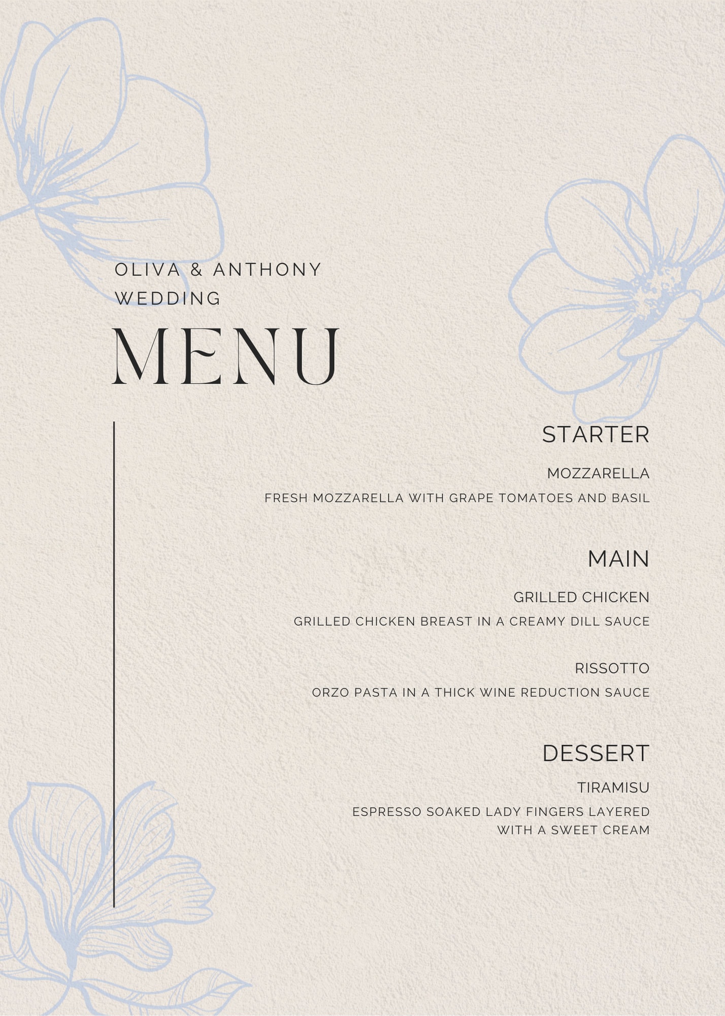 Wedding Menu Template, Digital DIY Reception Menus, Modern Floral ...