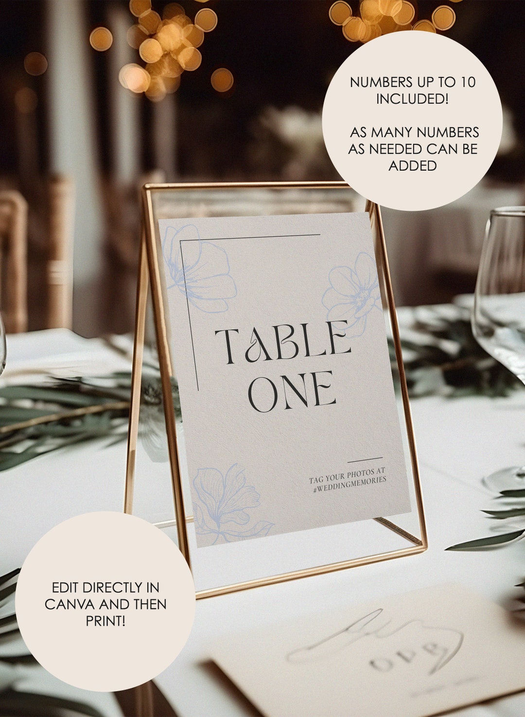 Editable Wedding Table Numbers - Modern Floral Design (digital Download ...