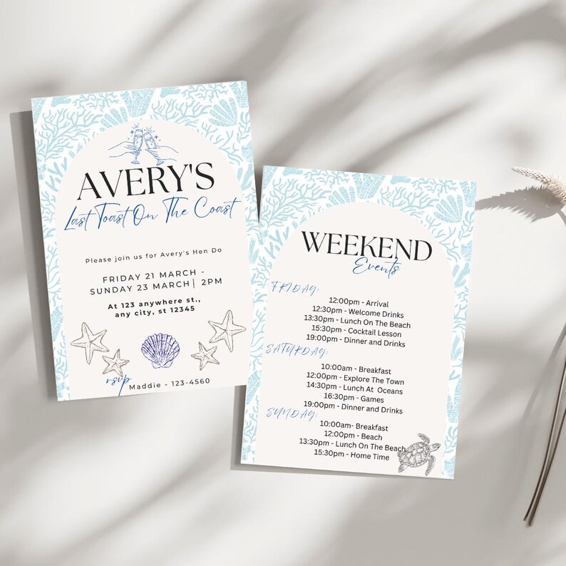 Last Toast on the Coast Invitation Template , Beach Bachelorette Hen Do ...