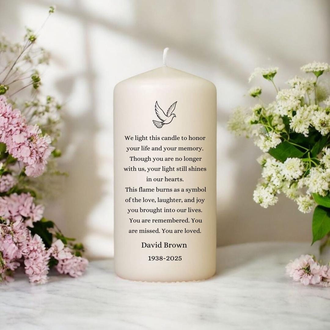 Memorial Candle | We Light This Candle Poem | Personalized Remembrance ...