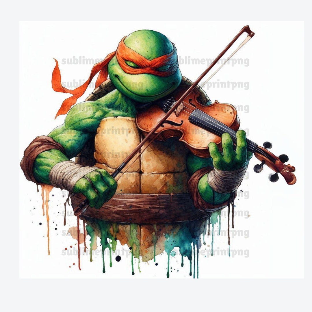 Ninja Turtle Playing Violin PNG Image Digital Sublimation File for ...