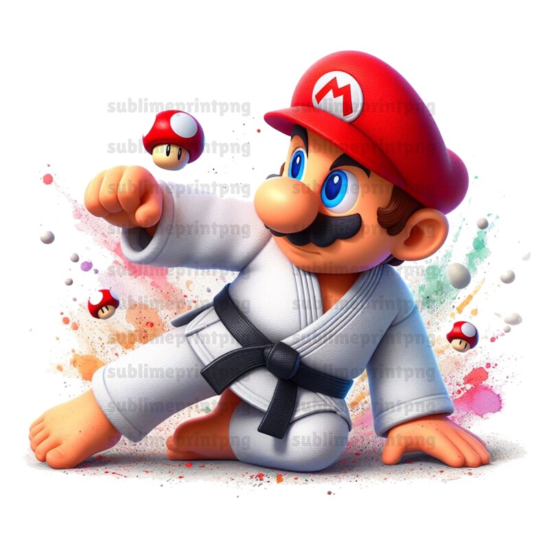 4 Judo Mario Brush PNG for Mug, Mario Splash, 3D Mario for Sublimation ...