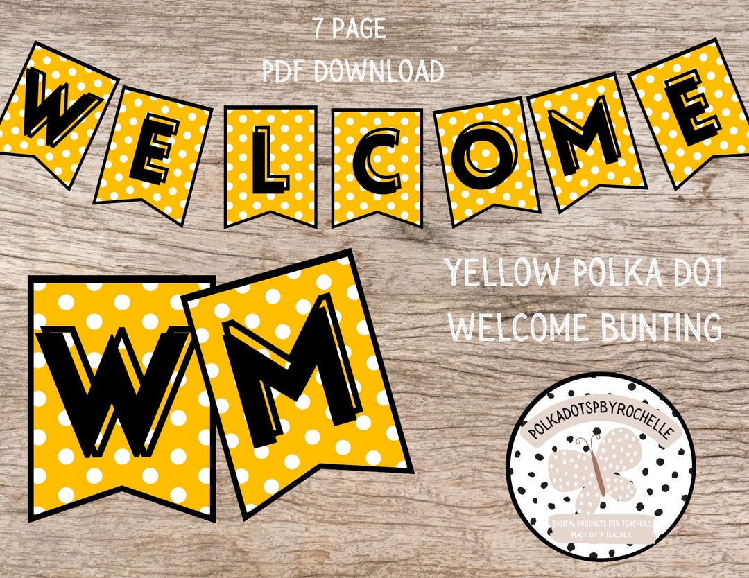 Yellow Polka Dot Welcome Bunting - Etsy