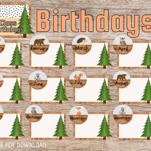 Woodland Themed Class Birthday Chart - Etsy