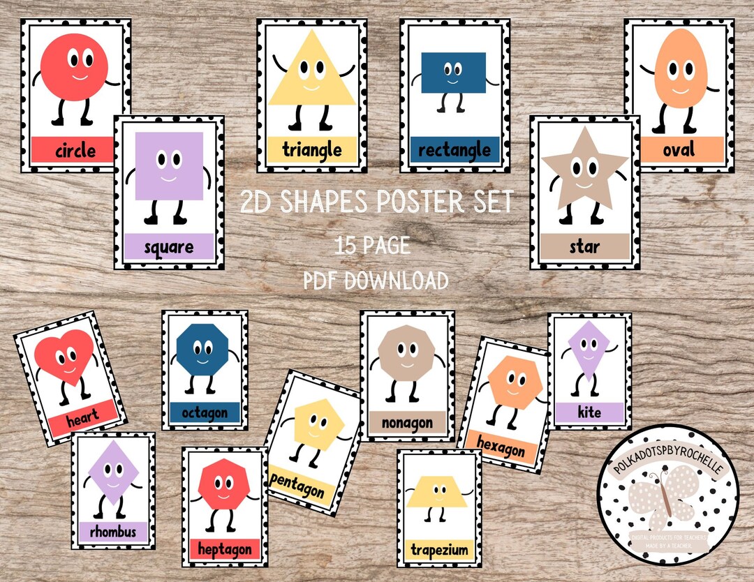 2D Shapes Polka Dot Themed Poster Set - Etsy