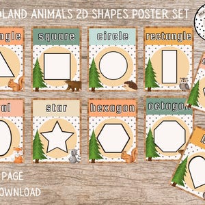 Woodland Themed 2D Shapes Poster Set - Etsy Canada