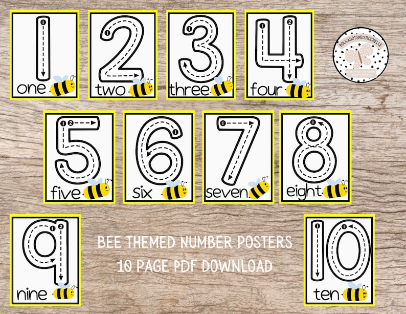 Bee Themed Number Poster Set - Etsy