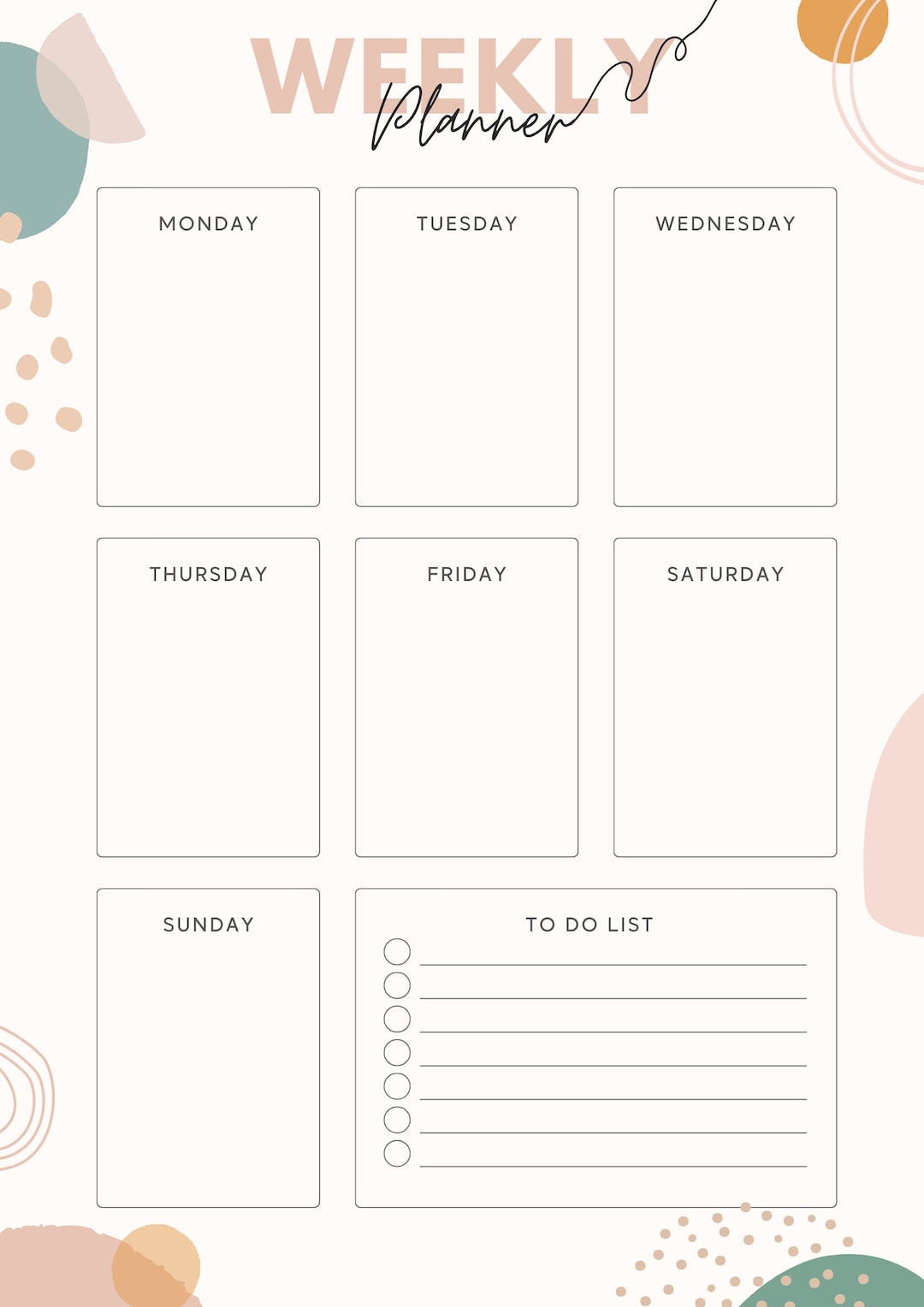 Weekly Planner Sheet - Digital - Etsy