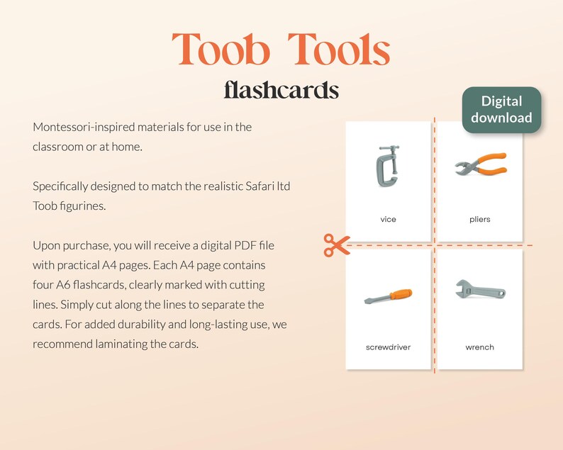 Safari Ltd. TOOB Tools - 8 A6 Montessori Matching Cards - Printables ...
