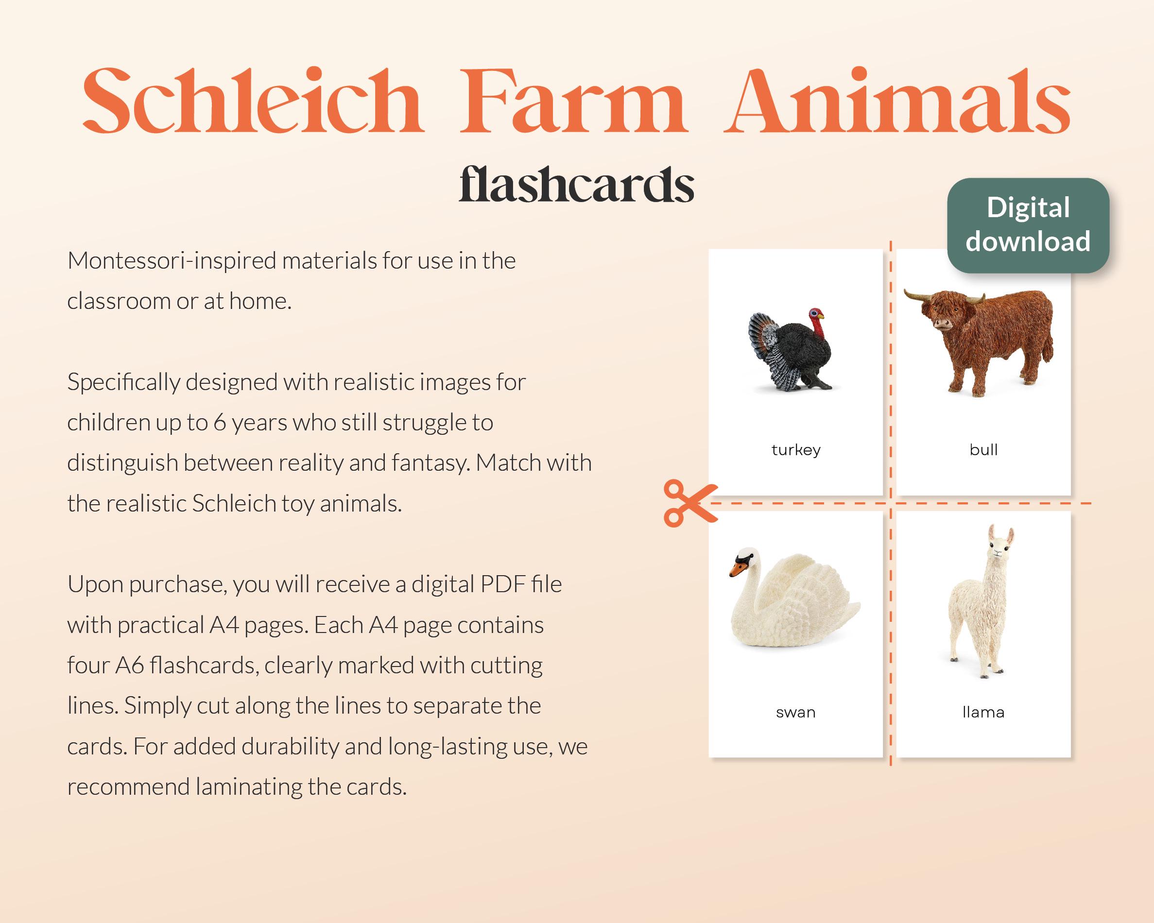 SCHLEICH FARM ANIMALS - 20 A6 Montessori Matching Cards - Printables ...