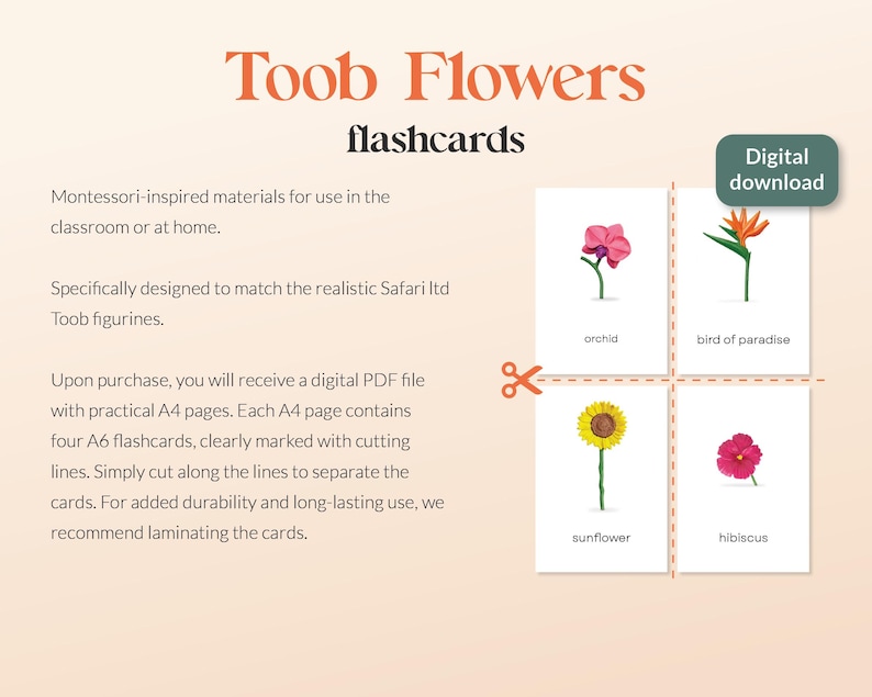 Safari Ltd. TOOB FLOWERS - 8 A6 Montessori Matching Cards - Printables ...