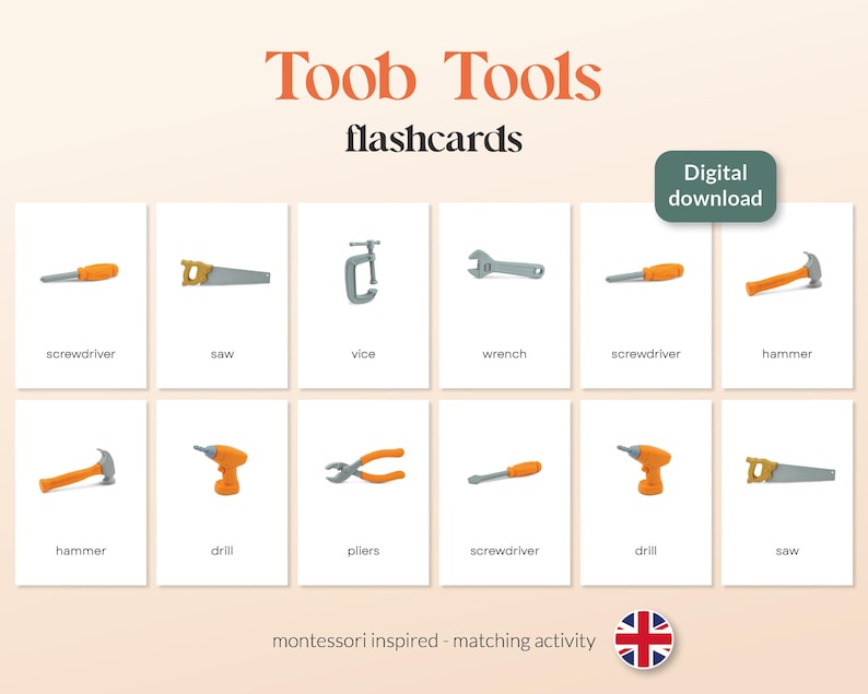Safari Ltd. TOOB Tools - 8 A6 Montessori Matching Cards - Printables ...