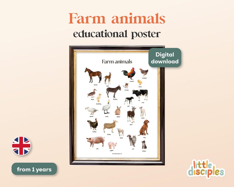 FARM ANIMALS POSTER | Realistic Animals | Montessori Poster | Printable ...