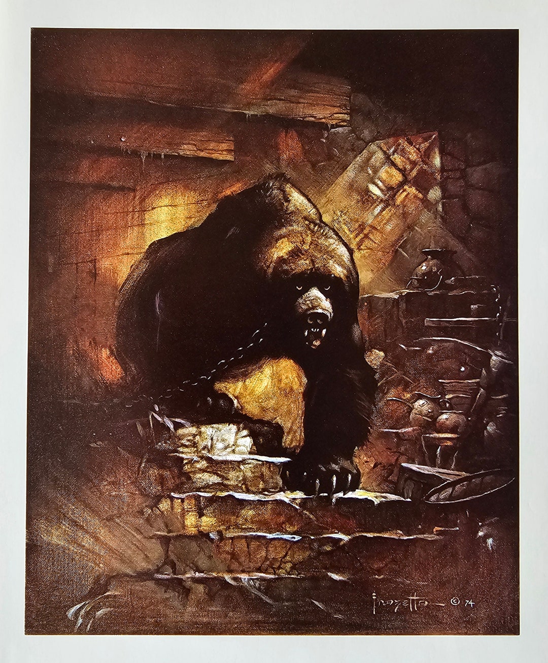 Frank Frazetta, Big Brown Bear, Fantasy Art, 1979 Vintage Book Print ...