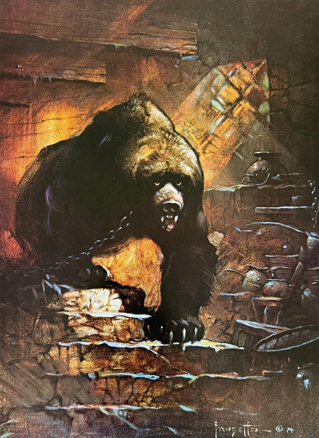 Frank Frazetta, Ferocious Chained Bear, Fantasy Art, 2001 Vintage Book ...