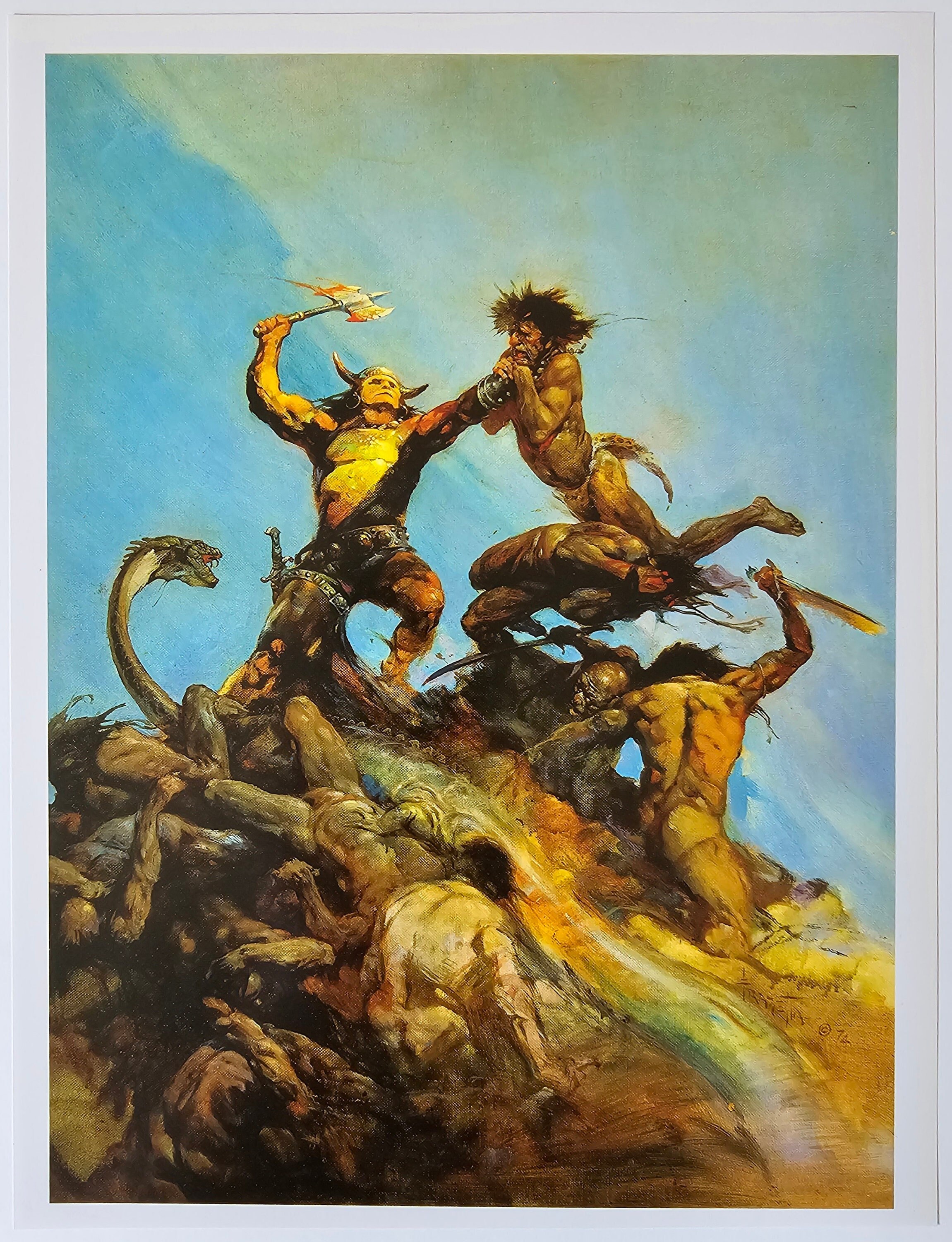 Frank Frazetta Fantasy Warrior With Axe Fighting 1999 Vintage Book ...