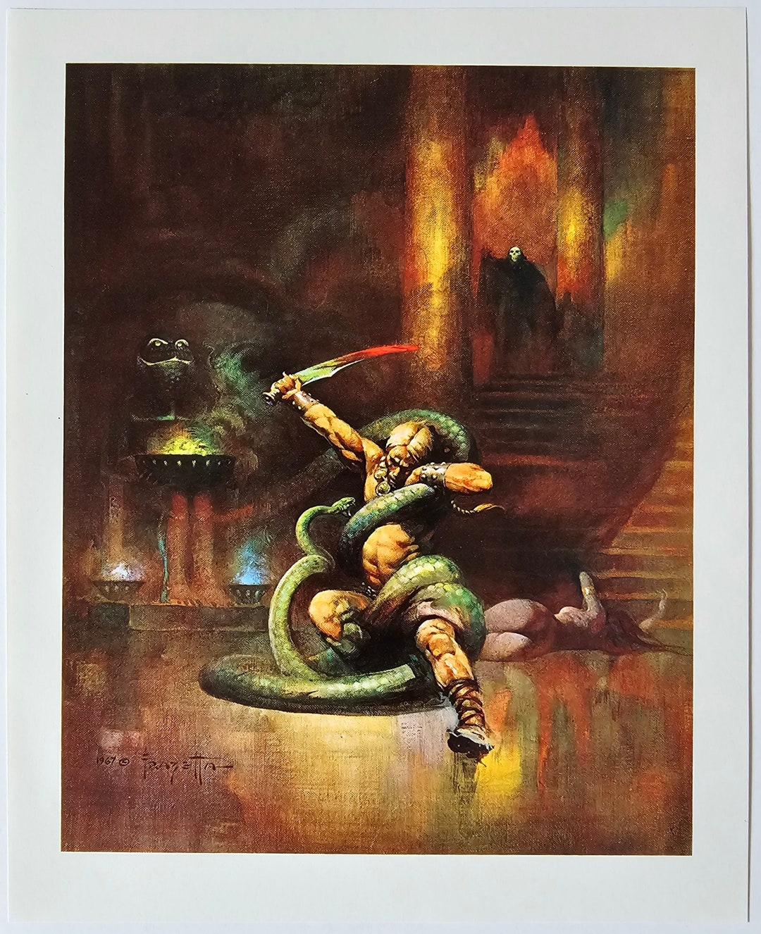 Frank Frazetta, Warrior, Giant Snake, Fantasy Art, 1979 Vintage Book ...