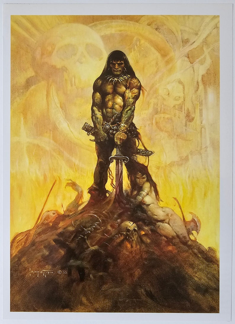 Frank Frazetta, Warrior Holding Sword, Fantasy Art, 1999 Vintage Book ...