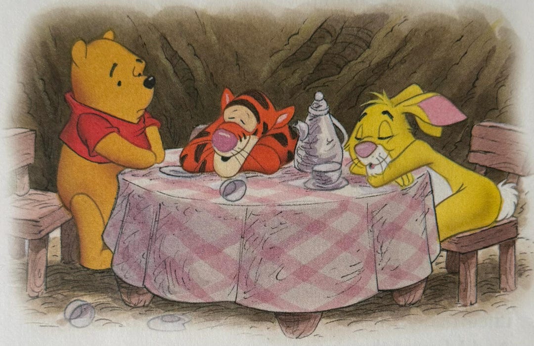 Winnie the Pooh, Tigger and Rabbit Sleeping, Disney, 2000 Vintage Book ...