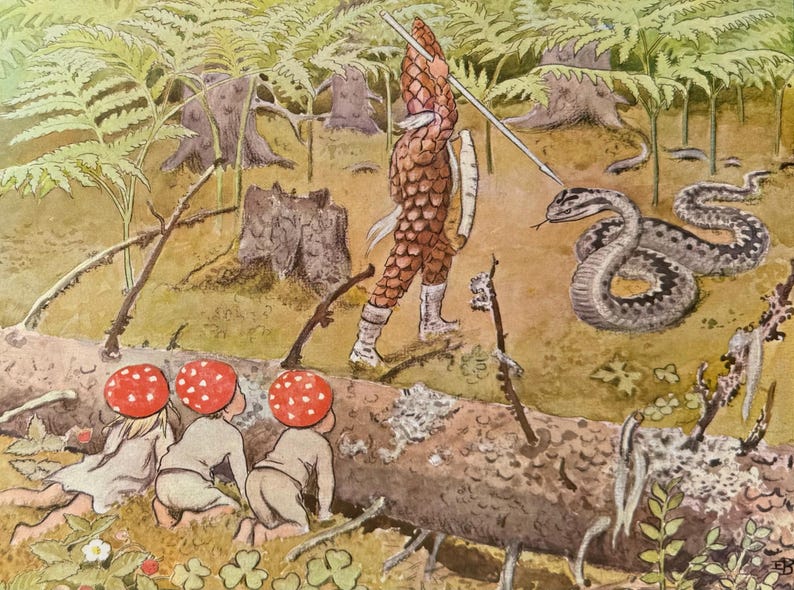 Elves, Forest Children, Snake, Elsa Beskow, Nursery, 1975 Vintage Book ...