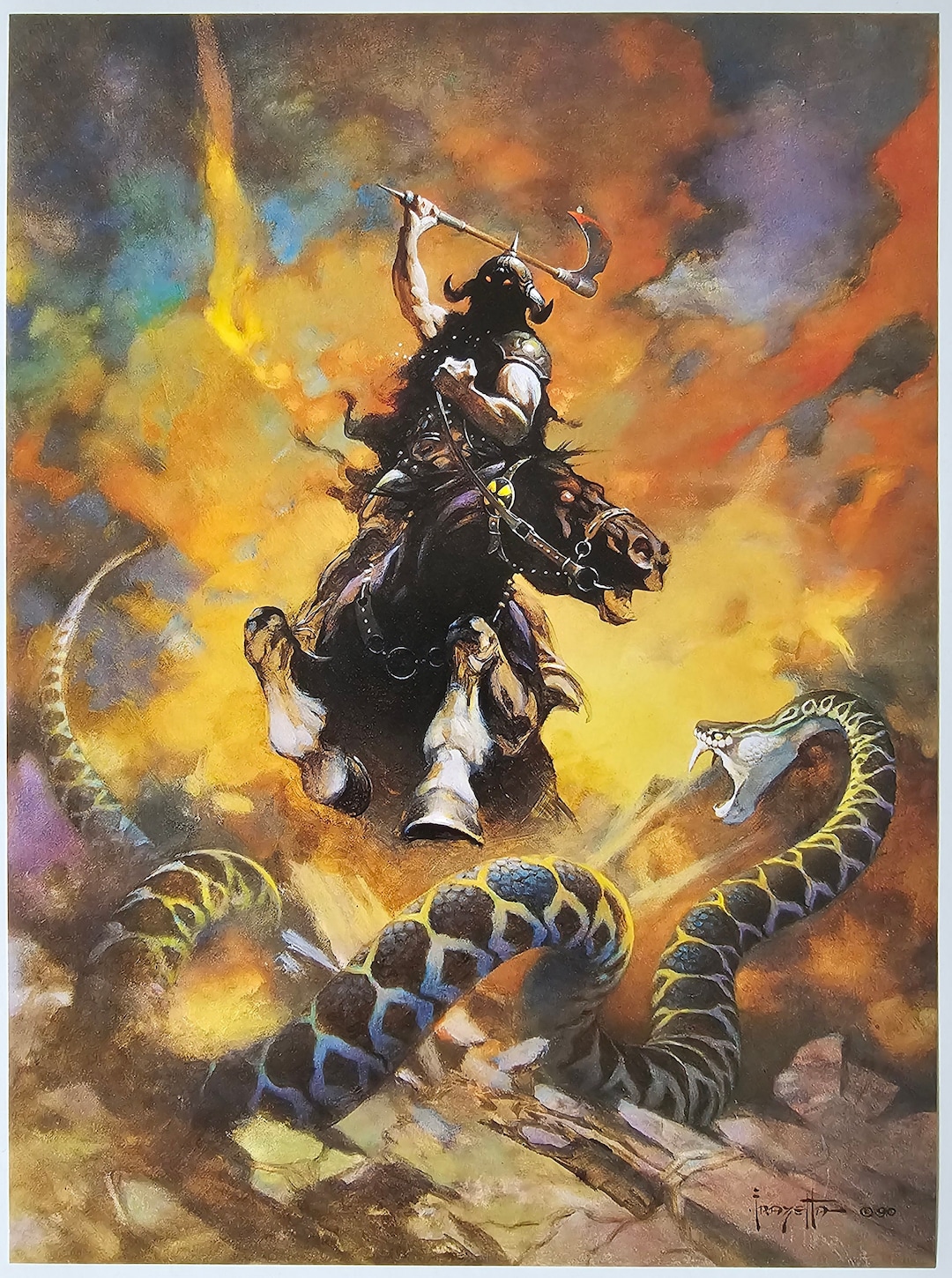 Frank Frazetta, Death Dealer, Horse, Giant Snake, Fantasy Art, 1999 ...