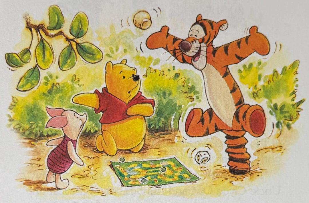 Winnie the Pooh Playing Board Game, Piglet, Tigger Rolling Dice, Disney ...