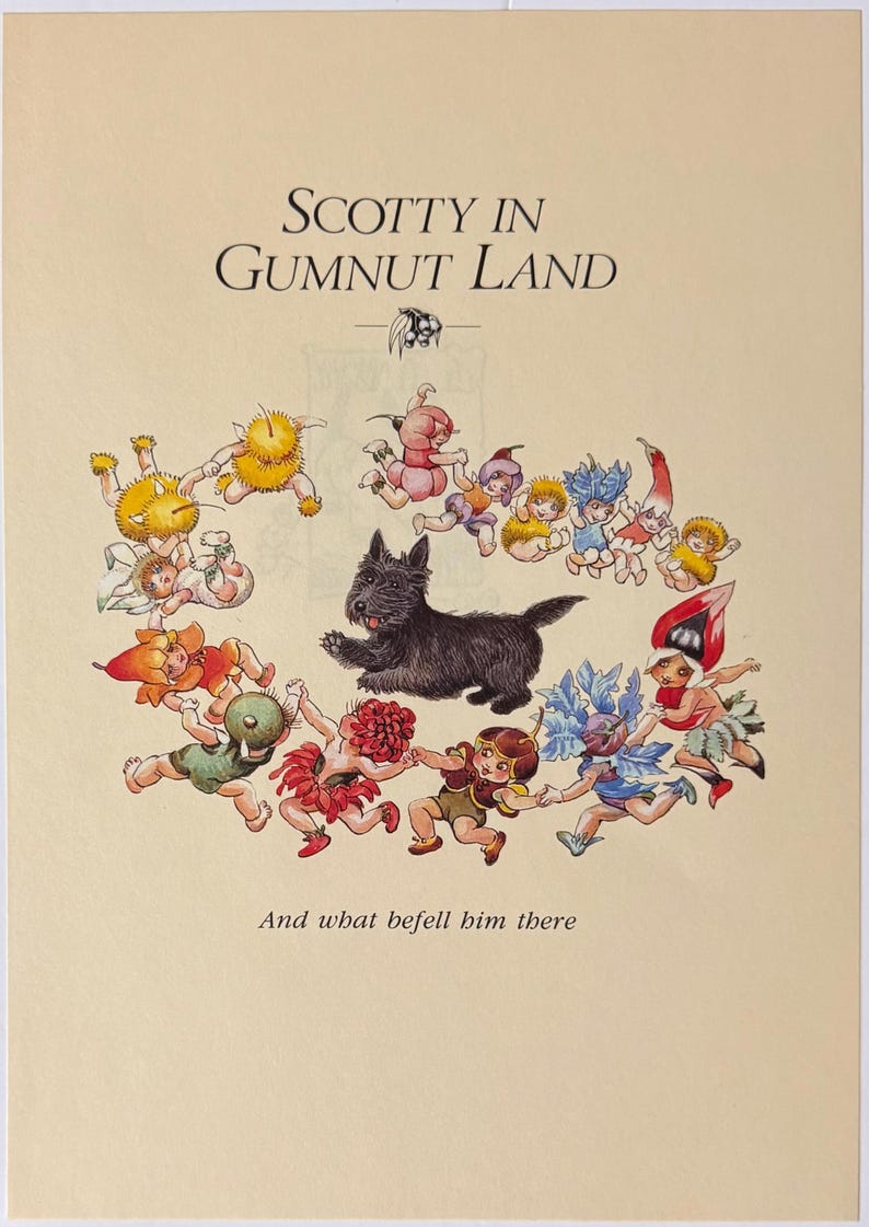 Gumnut Babies, May Gibbs, Scotty in Gumnut Land, Dog, Australian Bush ...