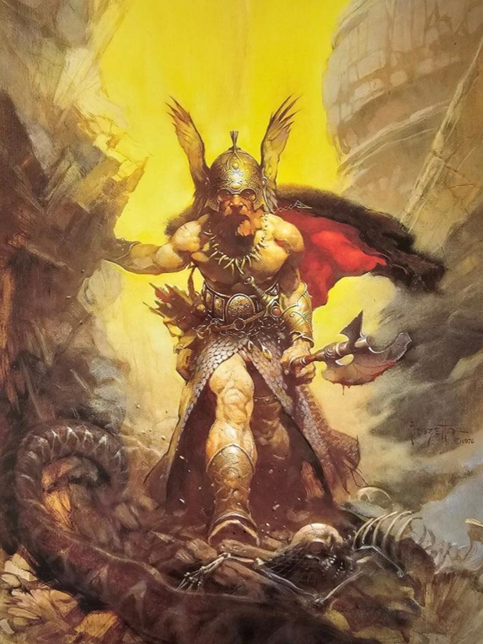 Frank Frazetta Fantasy Warrior With Axe 1999 Vintage Book Plate / Print ...