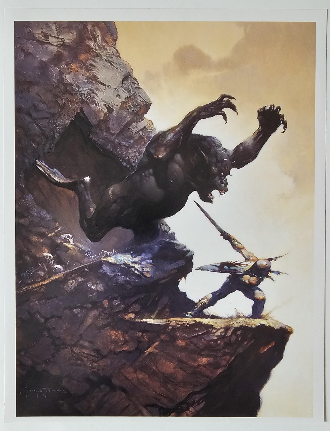 Frank Frazetta Cave Demon Fantasy Art 1999 Vintage Book Print