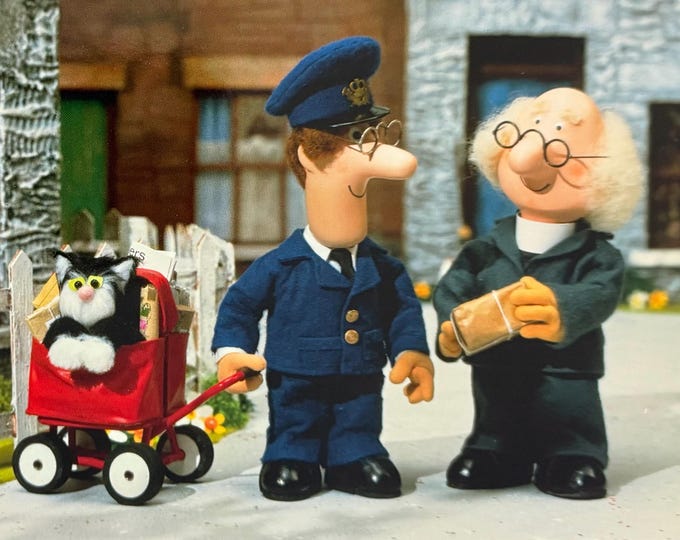 Postman Pat, Jess the Cat, Vicar, 1999 Vintage Postcard - Etsy UK