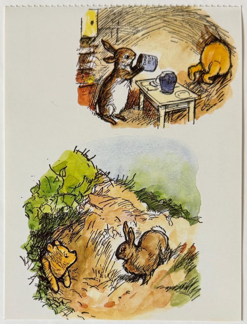 Winnie the Pooh and Rabbit, Bear, 1992 Vintage Postcard - Etsy