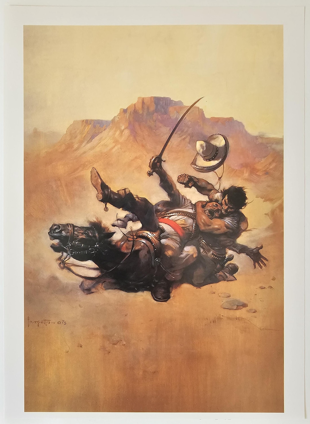 Frank Frazetta, Cowboy, Horse, Fantasy Art, 1999 Vintage Book Plate ...