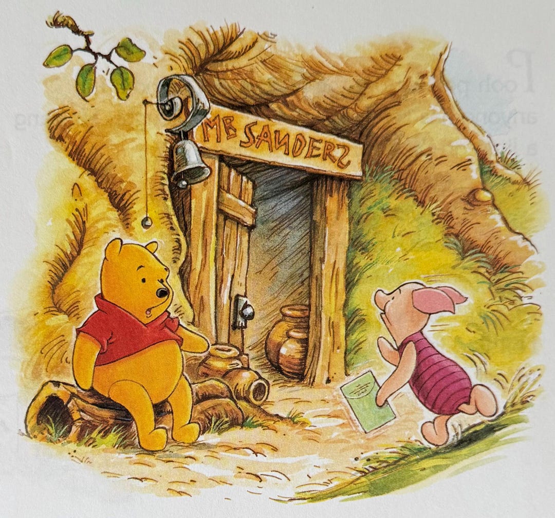 Winnie the Pooh and Piglet, Disney, 2000 Vintage Book Print, Bookplate ...