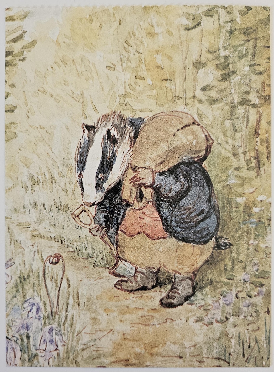 Beatrix Potter, the Tale of Peter Rabbit, Badger, 1991 Vintage Postcard ...