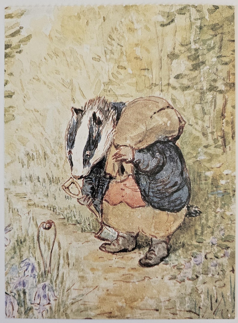 Beatrix Potter, the Tale of Peter Rabbit, Badger, 1991 Vintage Postcard ...