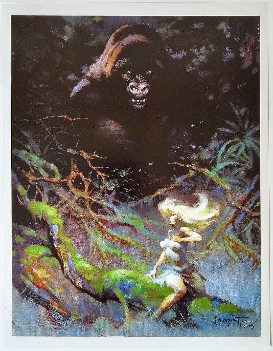 Frank Frazetta, Gorilla in Jungle, King Kong, Fantasy Art, 1999 Vintage ...