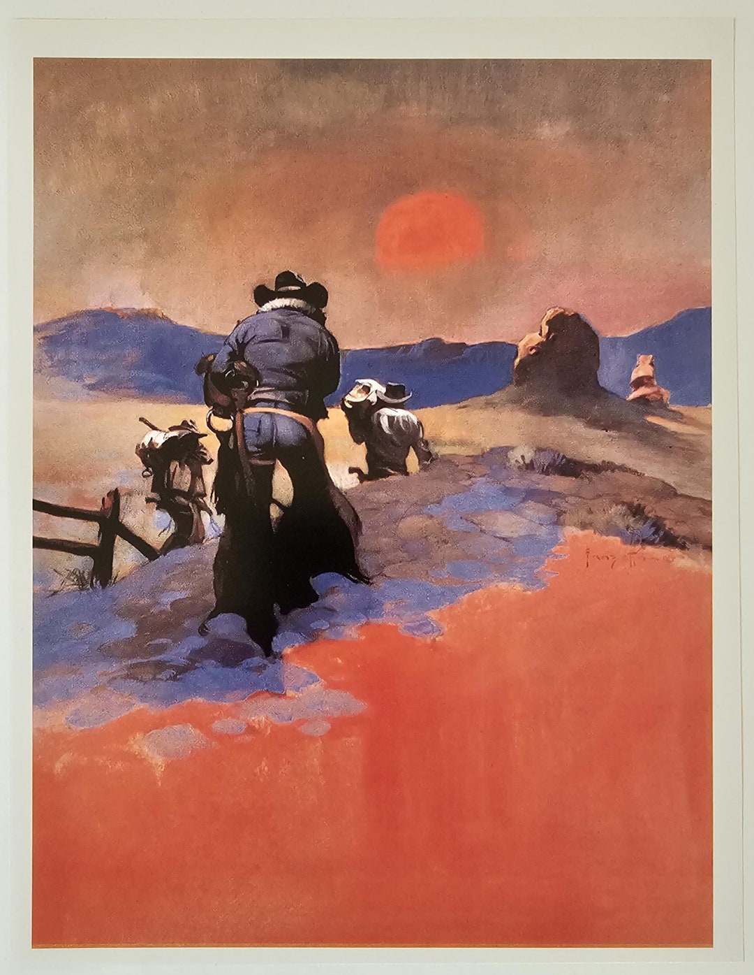 Frank Frazetta, Cowboy, Sunset, Fantasy Art, 1999 Vintage Book Plate ...