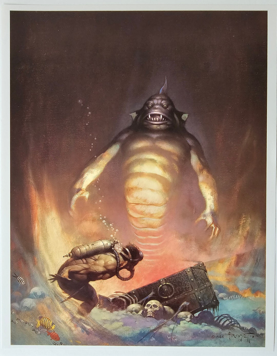 Frank Frazetta, Sea Creature, Monster, Diver, Fantasy Art, 1999 Vintage ...