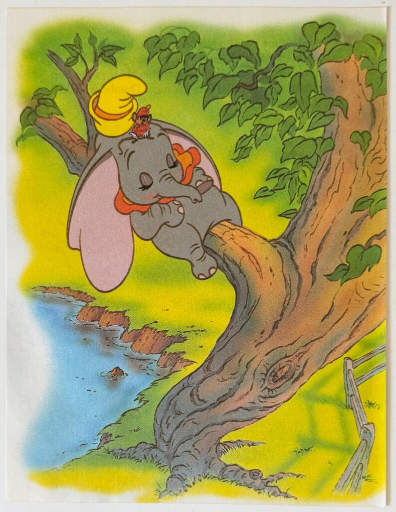 Dumbo Sleeping in A Tree, Mouse, Disney, 1988 Vintage Book Print ...