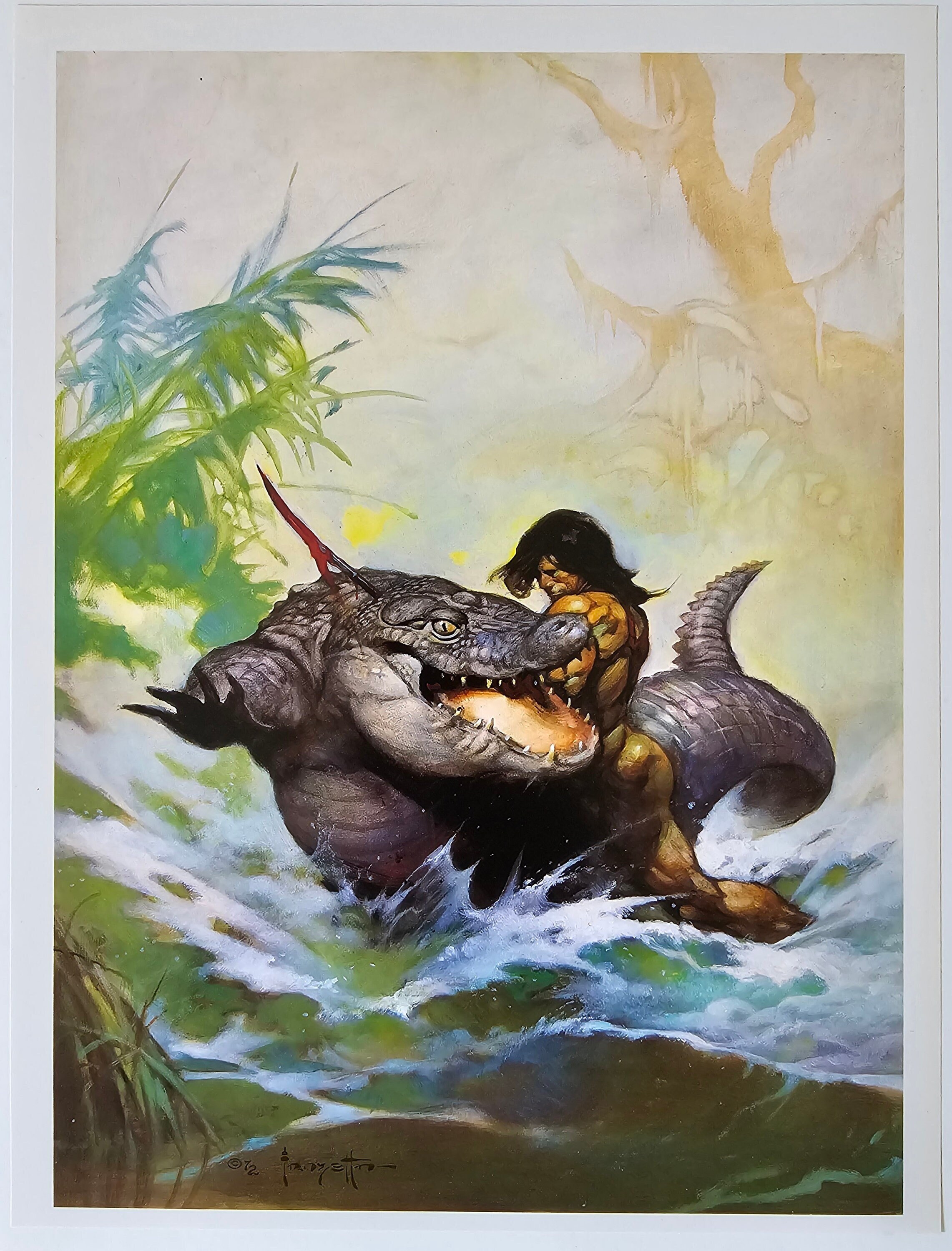 Frank Frazetta, Tarzan, Crocodile, Fantasy Art, 1999 Vintage Book Print ...