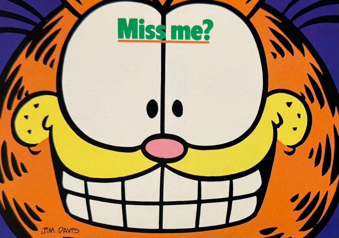 Garfield, Cat, Miss Me, 1989 Vintage Postcard - Etsy